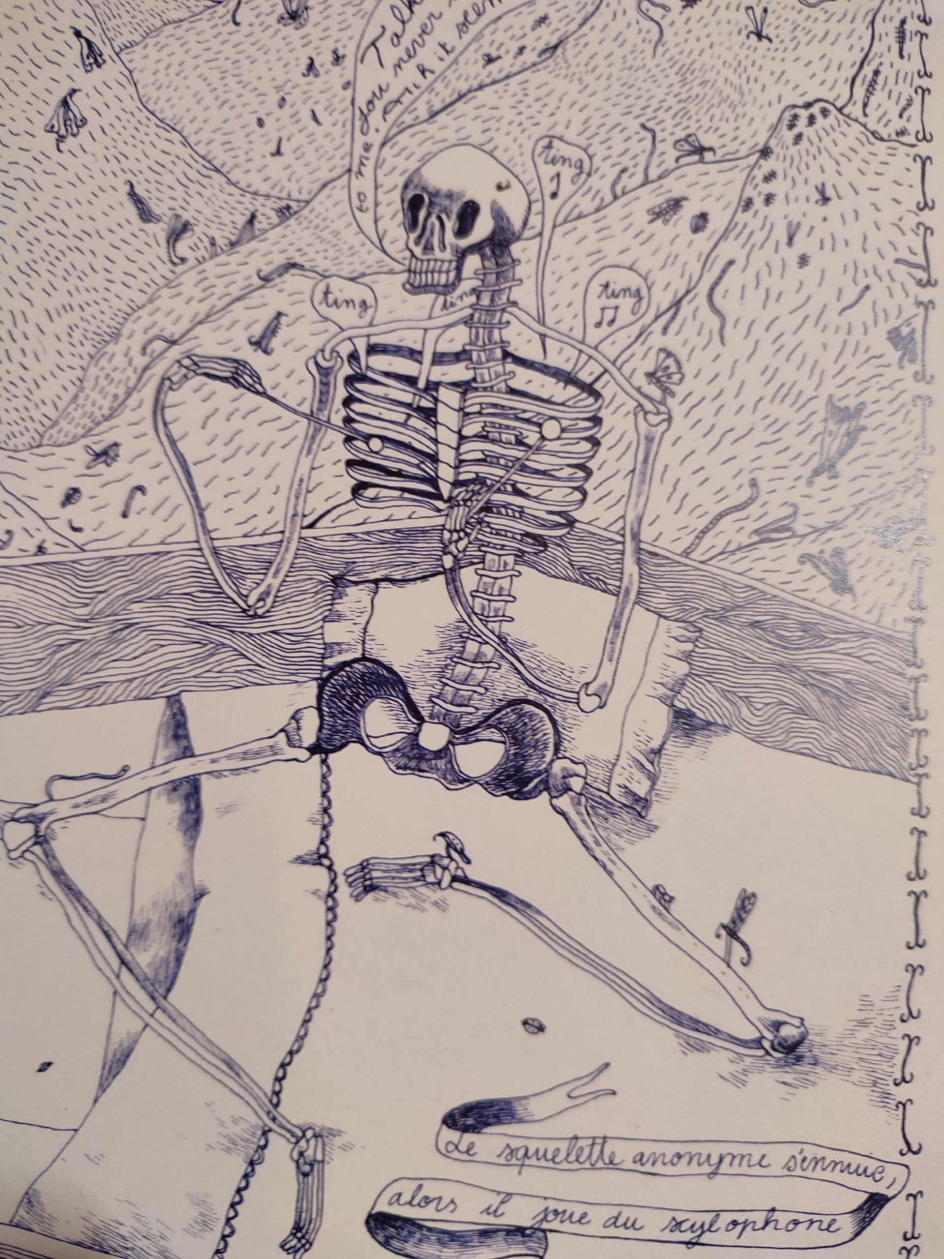 Emma Morison - Squelette au xylophone - Galerie Wyrd